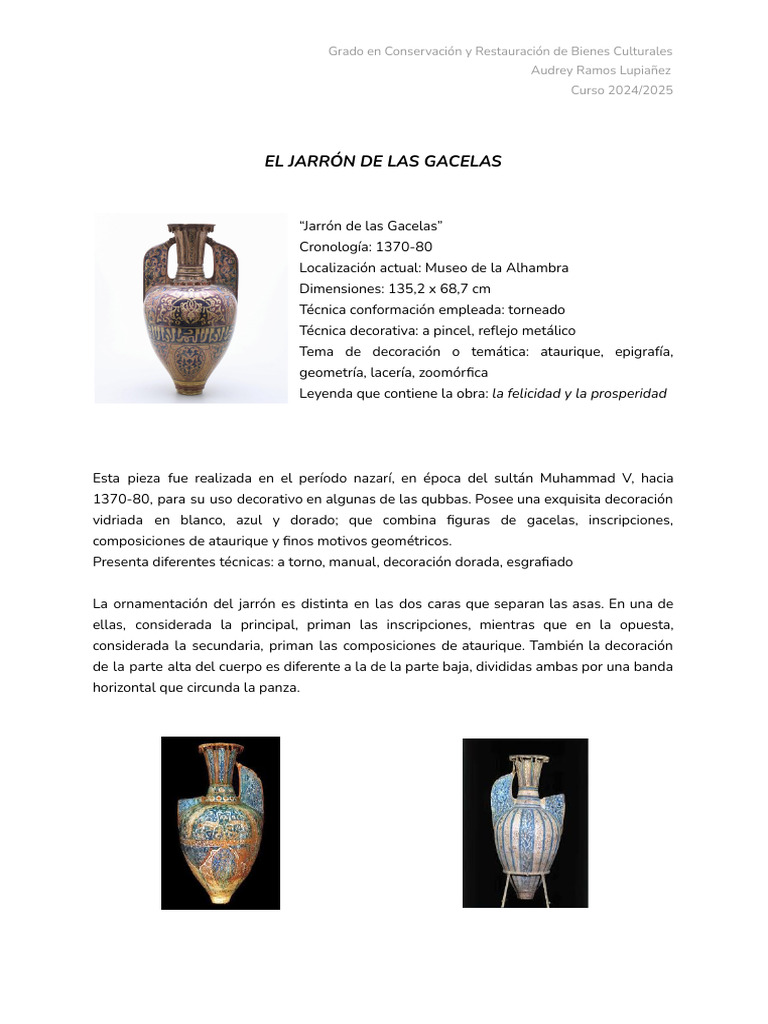 Jarrón de las Gacelas: Arte Nazarí | PDF