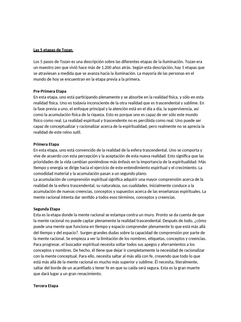 Las 5 Etapas de Tozan | PDF | Sufrimiento | Verdad