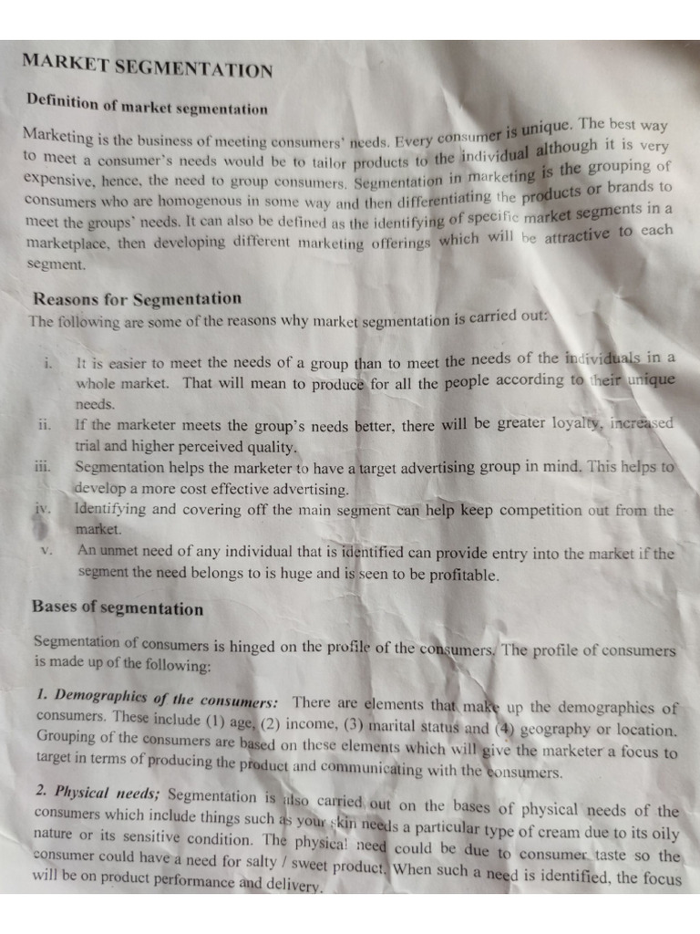Bus121 Market Segmentation | PDF