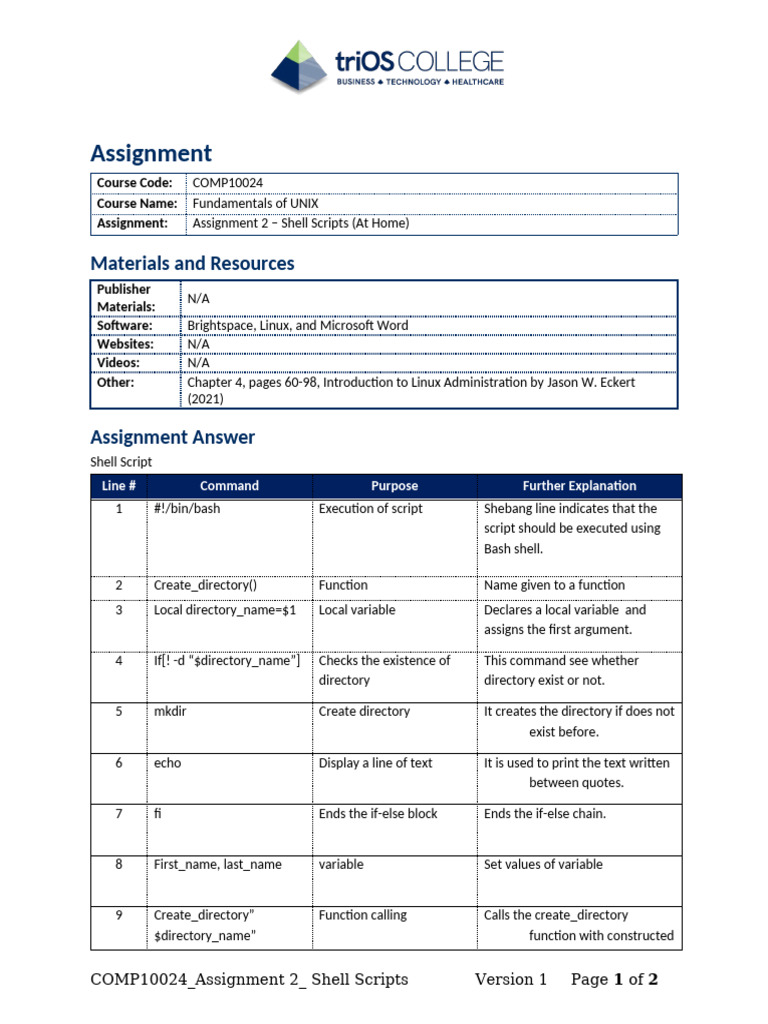 Assignment 2 - Answer Sheet.V1 (1) | PDF | Unix | Unix Software