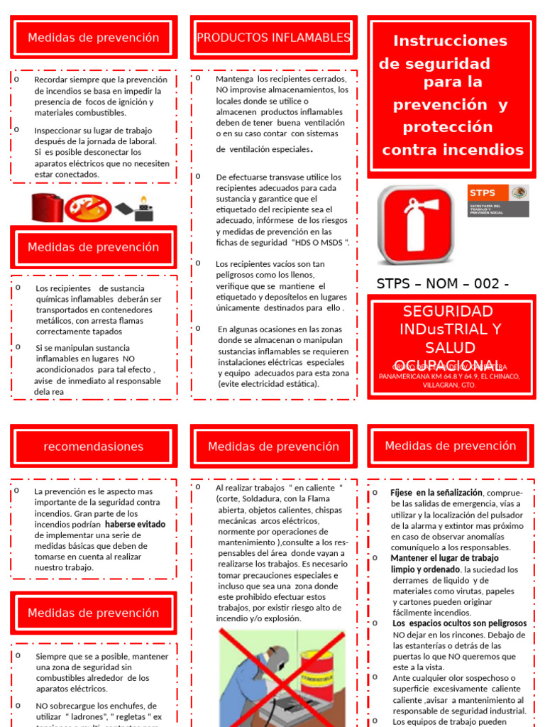 Triptico de Instrucciones D Seguridad Prevencion de Incendios | PDF