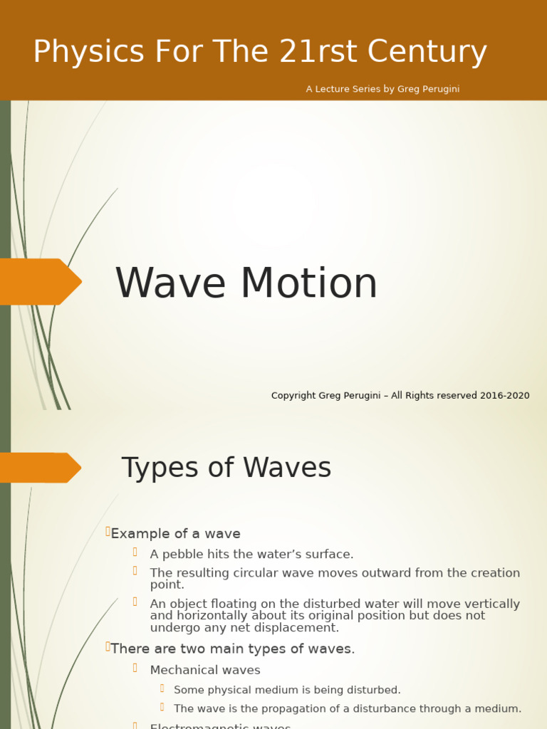 Topic 3 - Wave Motion | PDF | Waves | Frequency