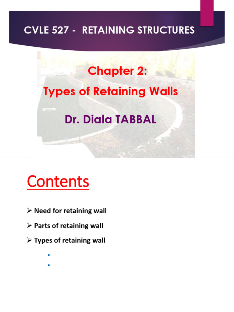 Chapter 2 RS - Types of Retaining Walls | PDF | Building Engineering | Civil Engineering