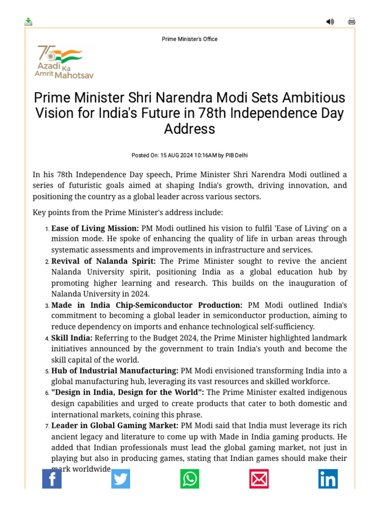 Modi's Vision for India's Future | PDF | Green Job | Narendra Modi