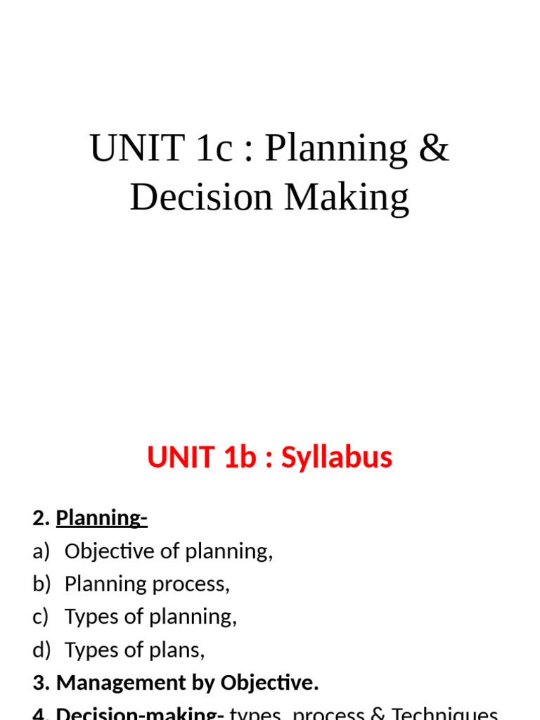UNIT 1c - Planning and Decision Making | PDF | Decision Making | Apollo ...
