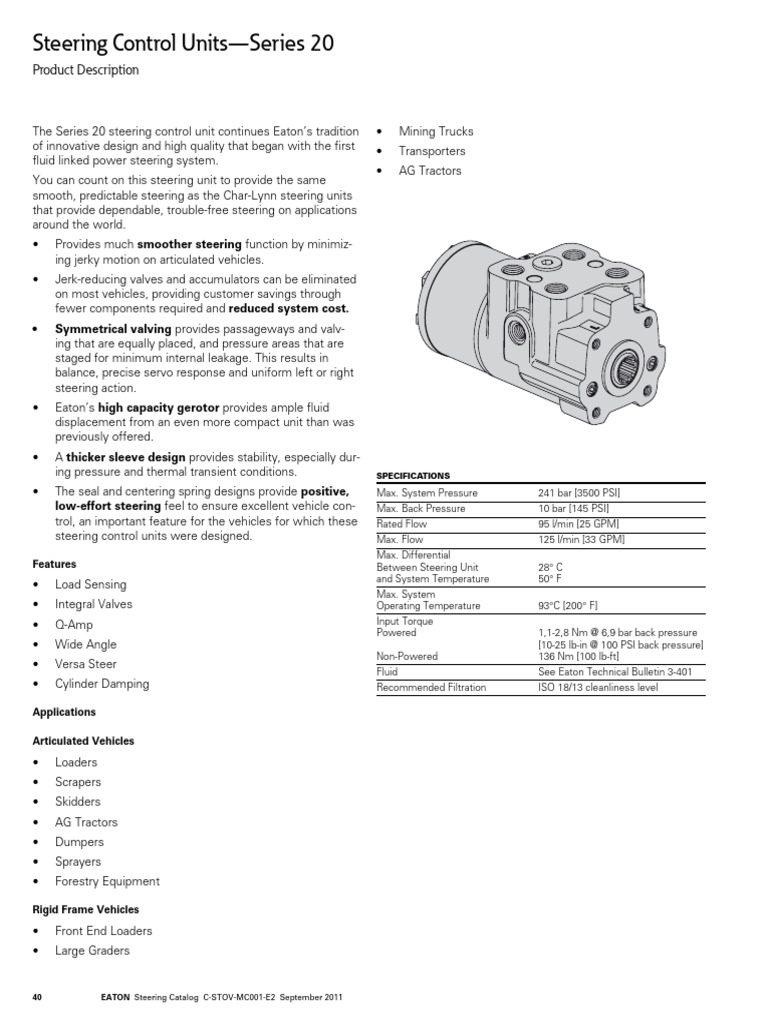 Eaton Series - 20 Char Lynn Steering Control Units | PDF | Valve ...