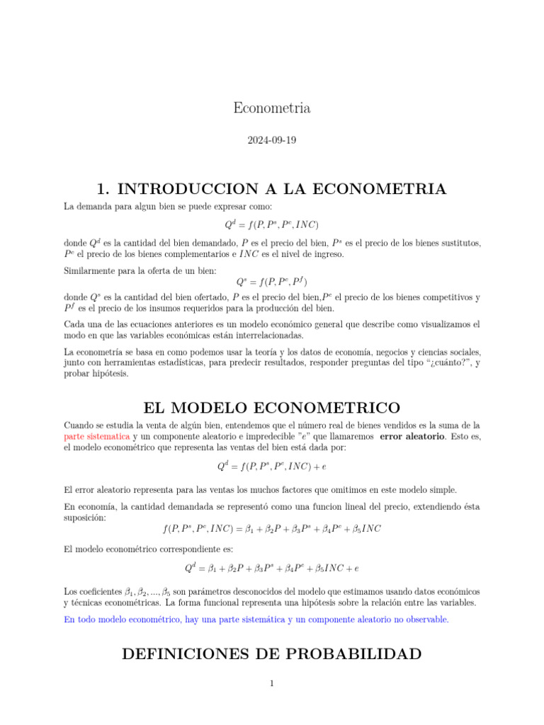 Resumen eco (1) | PDF | Econometría | Análisis de regresión