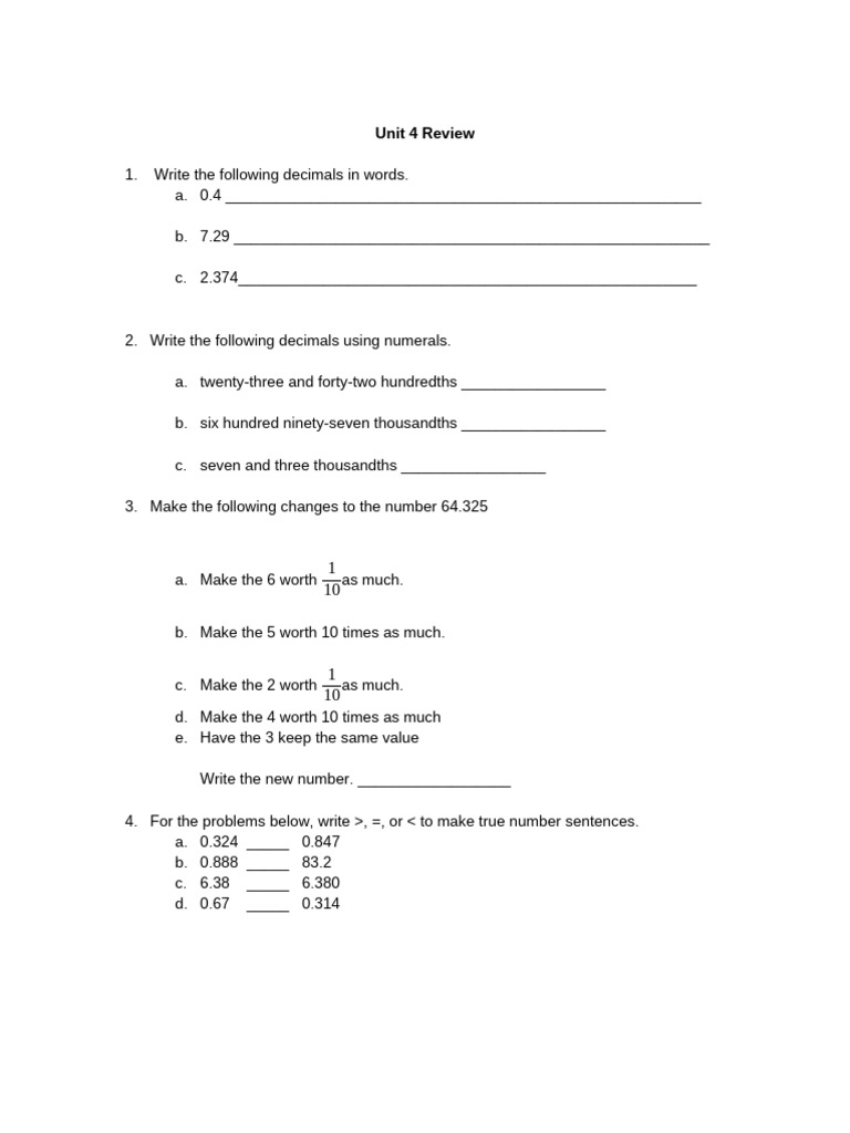 Unit 4 EDM4 Grade 5 Review | PDF