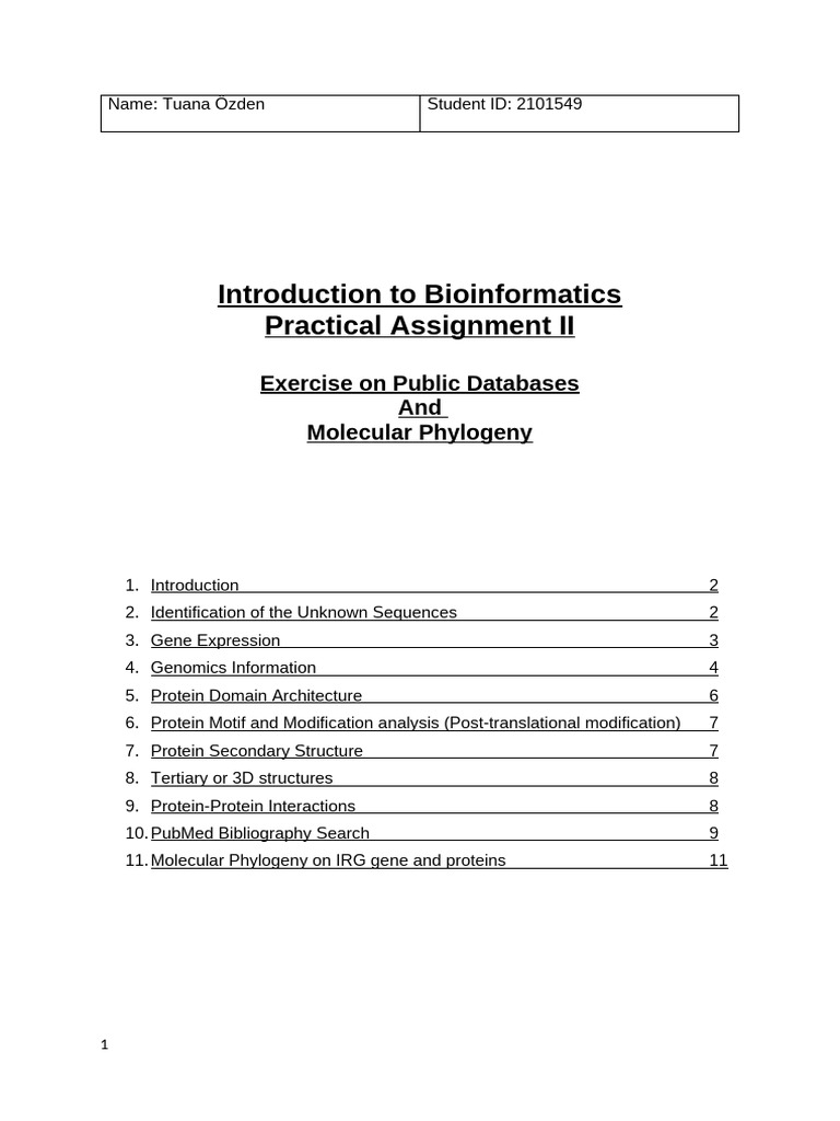 Practical Lab Exercise for Intro Bioinf II (2) | PDF | Gene | Proteins