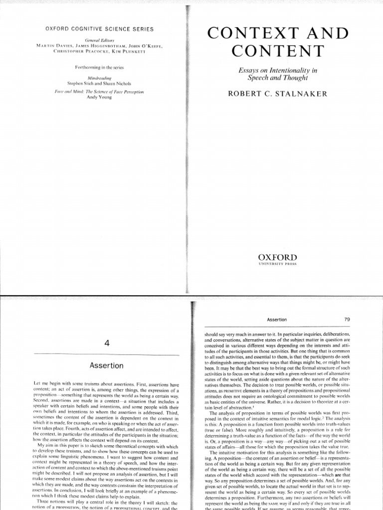 Stalnaker 1978 Assertion | PDF | Logic | Semantics