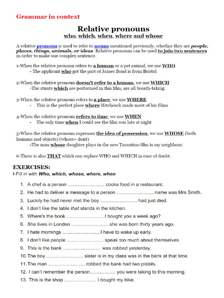 1.3 Relative Pronouns | PDF