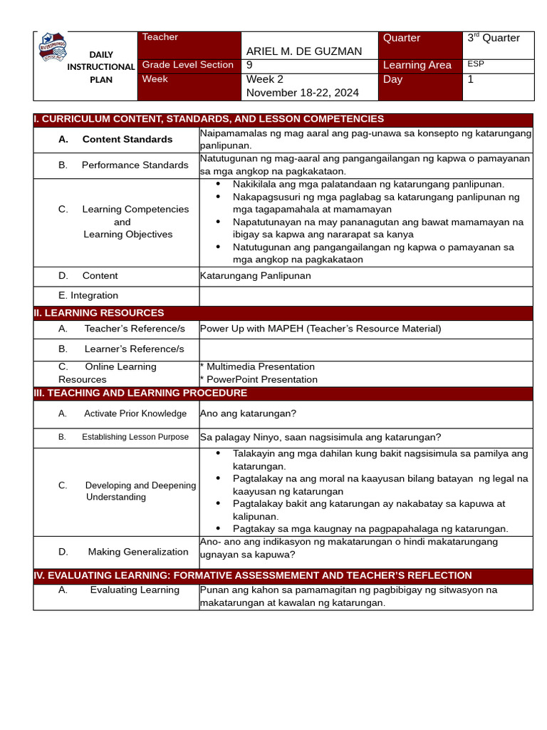 Q3-Week 1 - Grade 9 - ESP | PDF