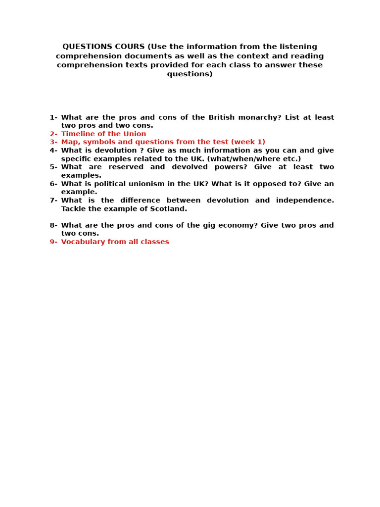 Questions Cours À Réviser CC1 2024 | PDF