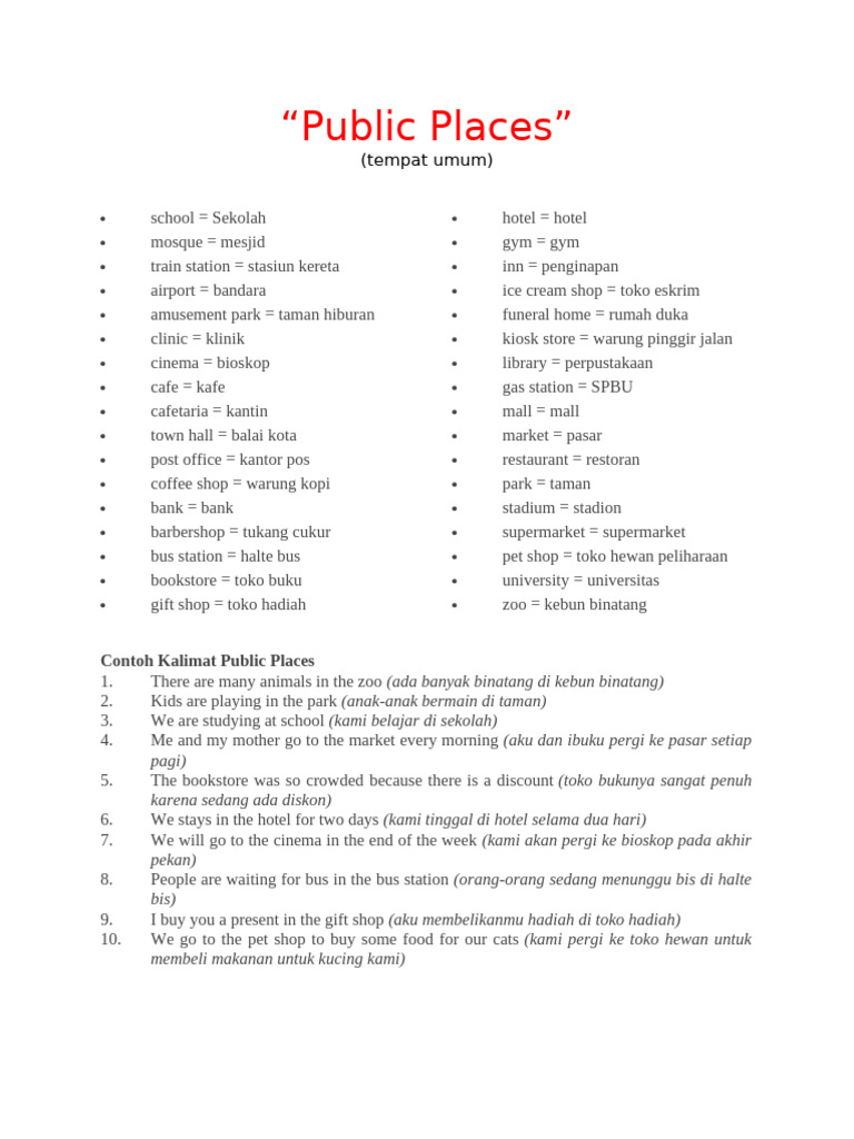 Public Places | PDF