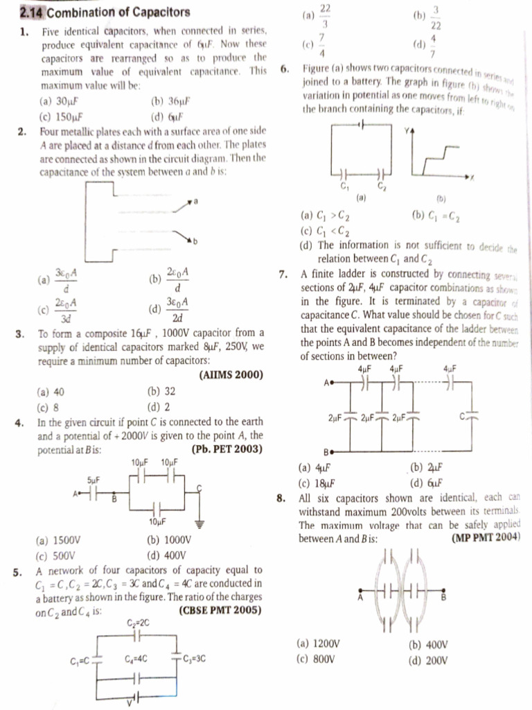 CH 2 Combination of Capacitors | PDF | Capacitor | Capacitance