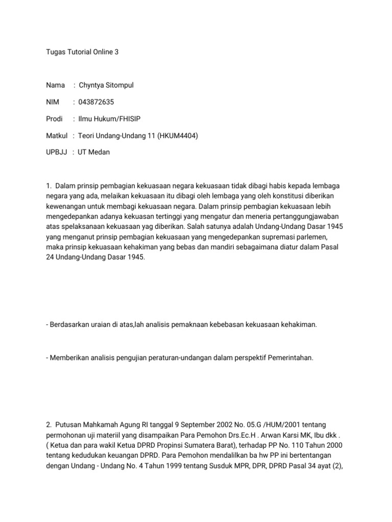 Tugas 3 Teori Perundang-Undangan | PDF