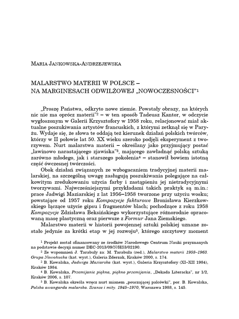 Malarstwo Materii W Polsce Na Margi | PDF