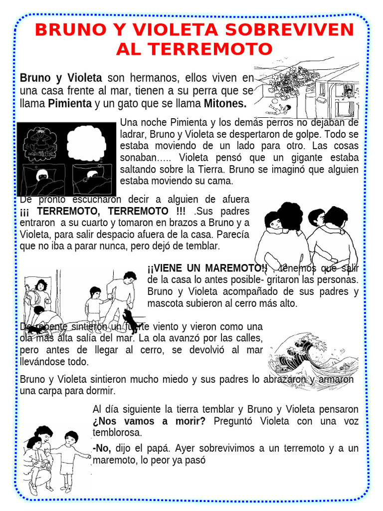 FICHA LEEMOS UN CUENTO SOBRE EL TERREMOTO - Liz 09.09.24 | PDF