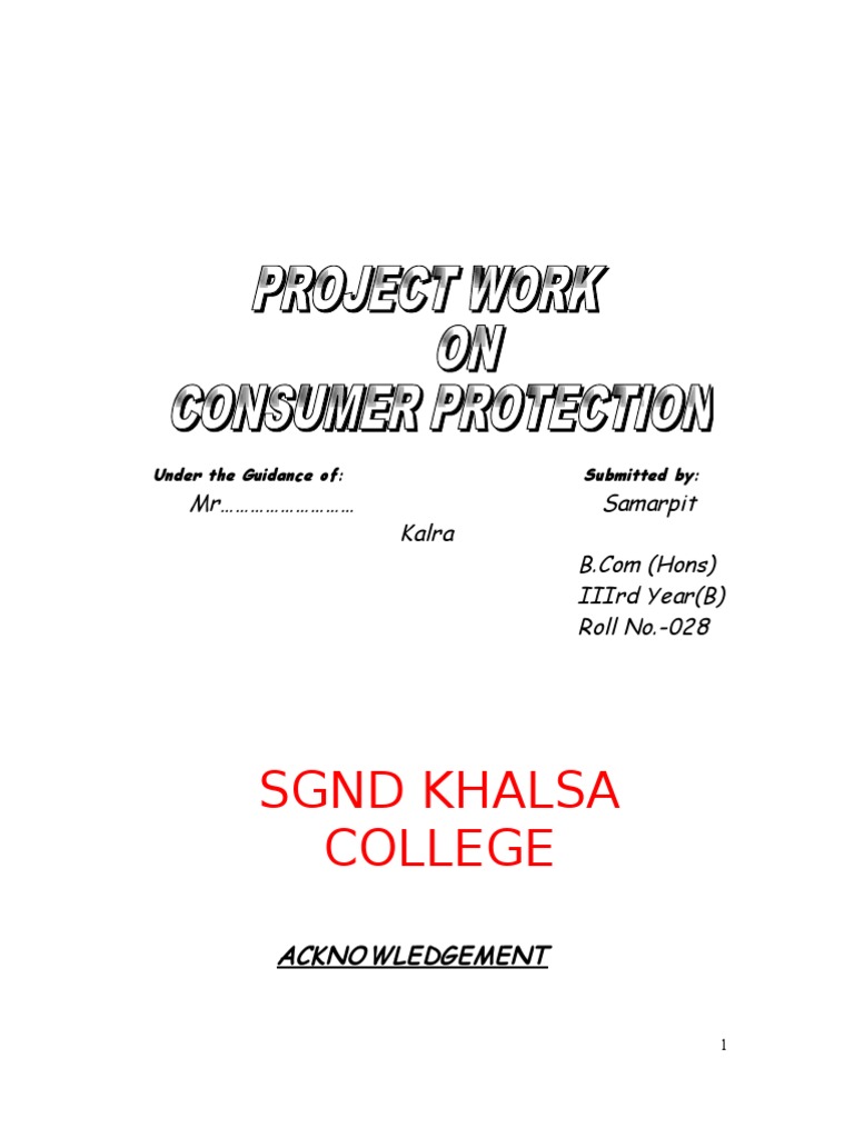 Consumer Protection Project-1 | PDF | Consumer Protection | Complaint
