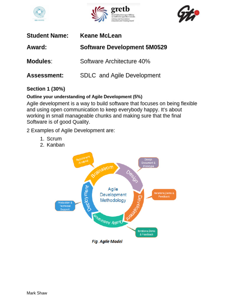Template For SDLC Assignment | PDF | Agile Software Development | Scrum (Software Development)