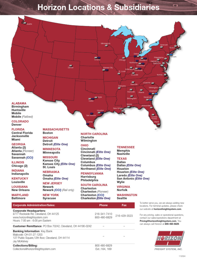 Horizon Freight System Locations | PDF | Southern United States ...