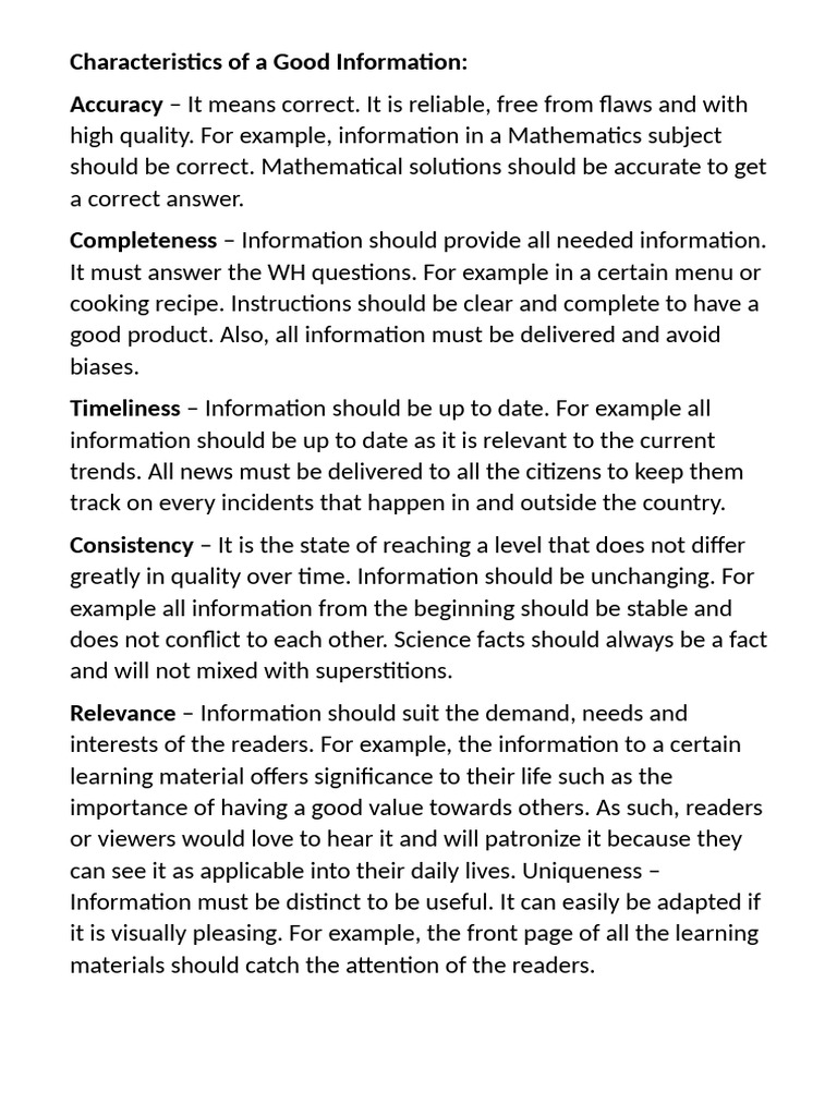 Key Traits of Quality Information | PDF | Accuracy And Precision ...