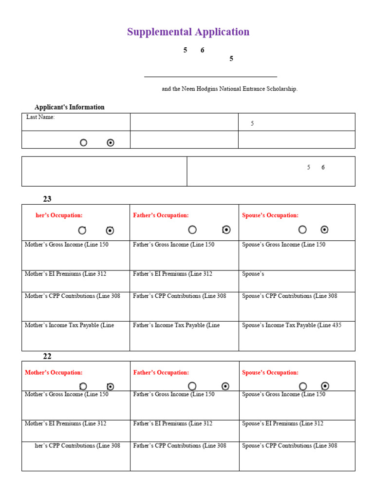 National Scholarship Program Supplemental Application | PDF | Taxes ...