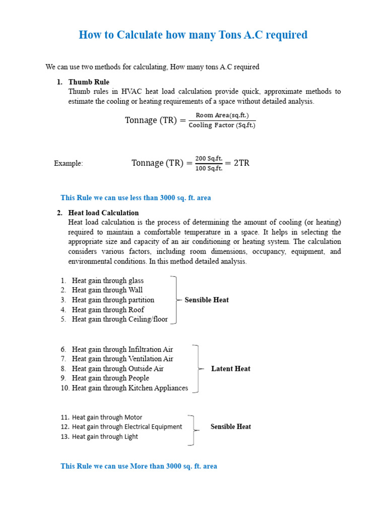 Calculating A.C. Tonnage Requirements | PDF