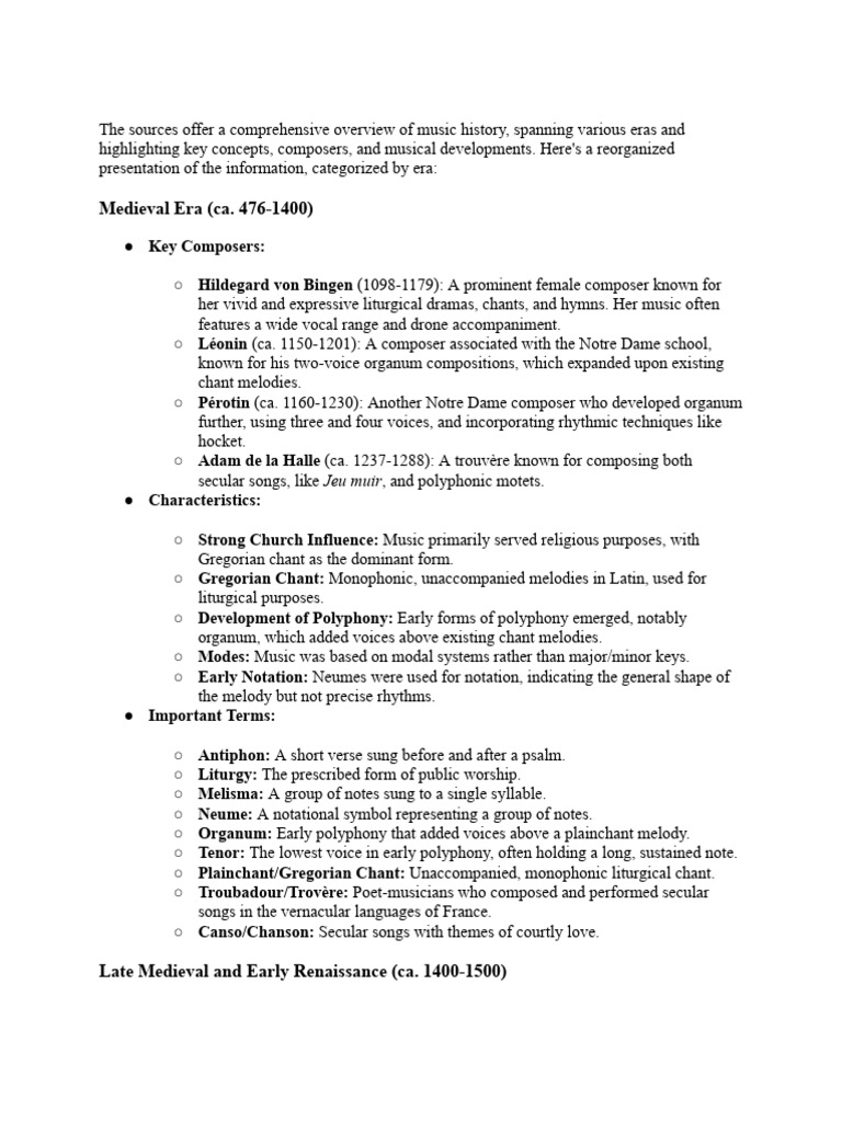 Music History Study Guide.2 | PDF | Classical Period (Music) | Baroque ...