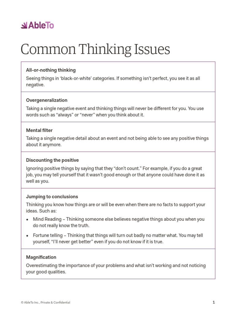Common Cognitive Distortions Guide | PDF