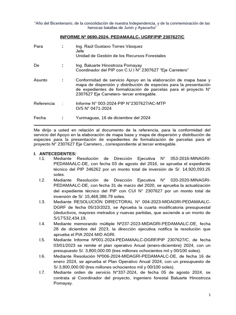 Informe #0661-2024-Conformidad de Servicio Del Apoyo en Elaboración de Mapas - Correspondiente ...