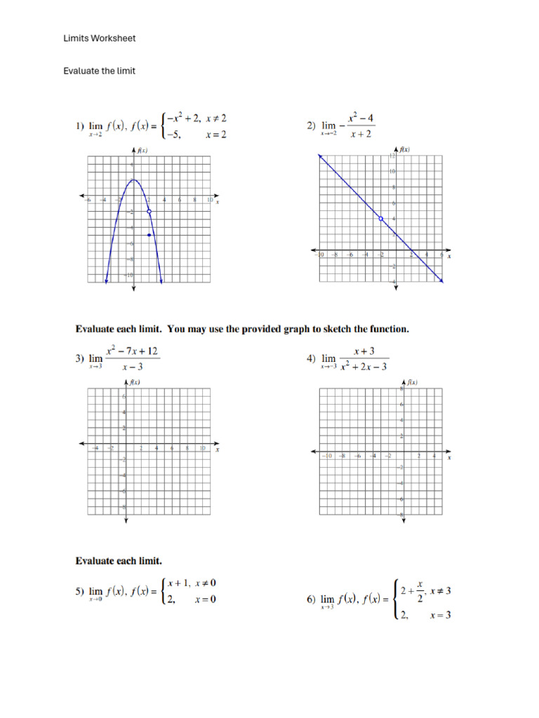 Limits Worksheet | PDF