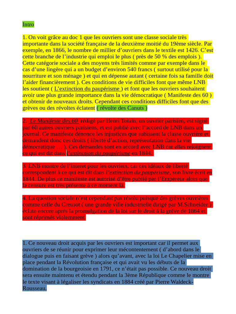 Ouvriers du 19ème siècle en France : luttes et droits | PDF