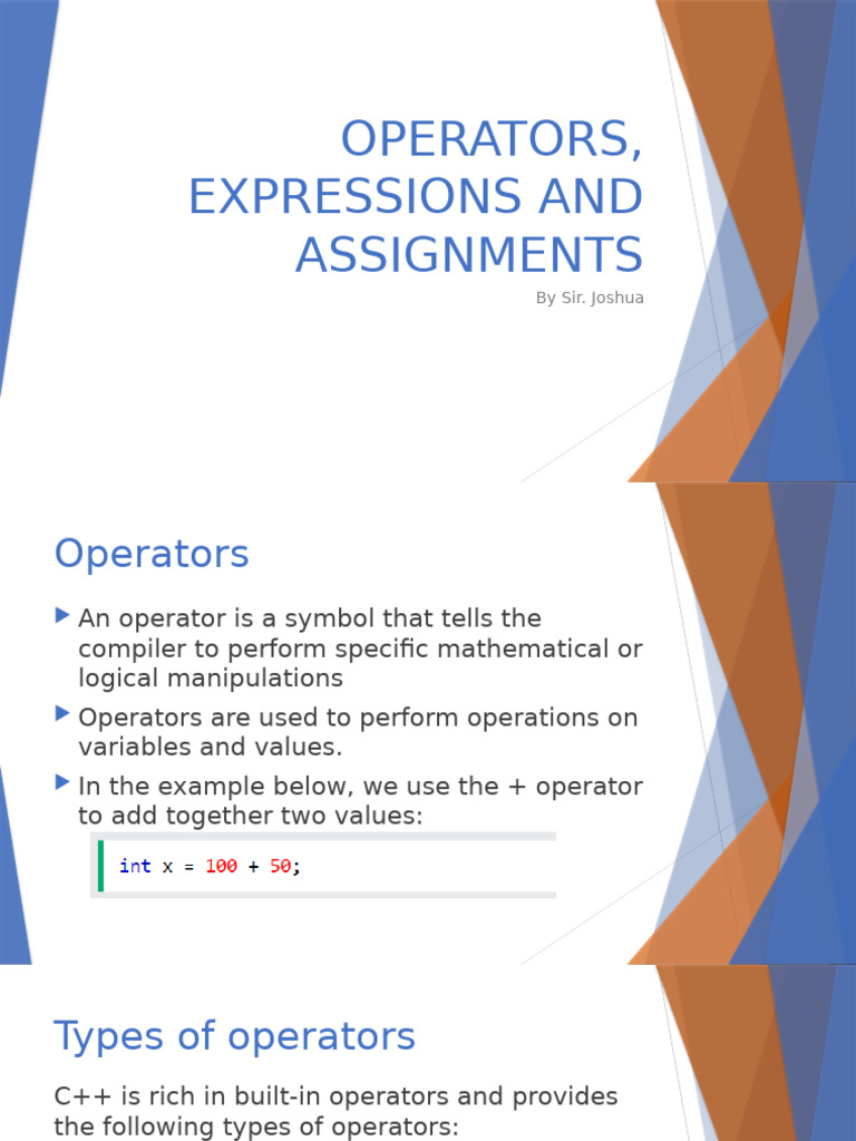 L6 - Operators, Expressions and Assignments | PDF | Arithmetic | Mathematics