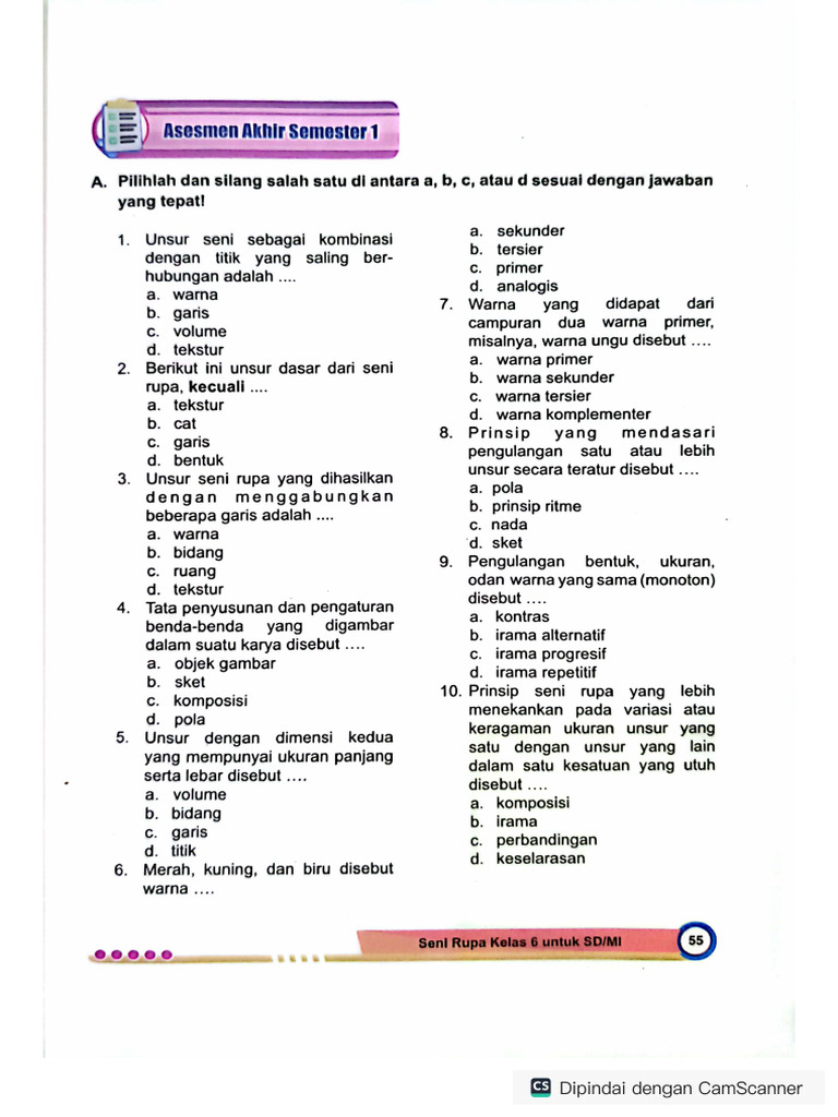 SENI RUPA ASSESMEN SEMESTER 1 | PDF
