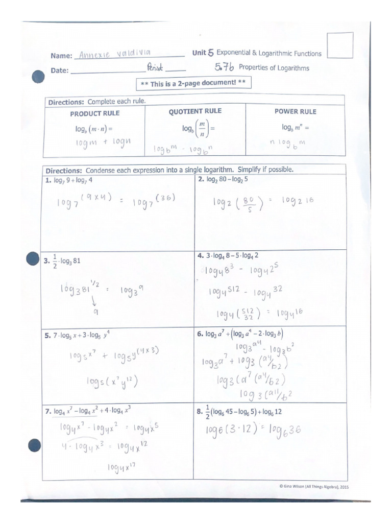 Unit 5 Exponential & Logarithmic Functions | PDF