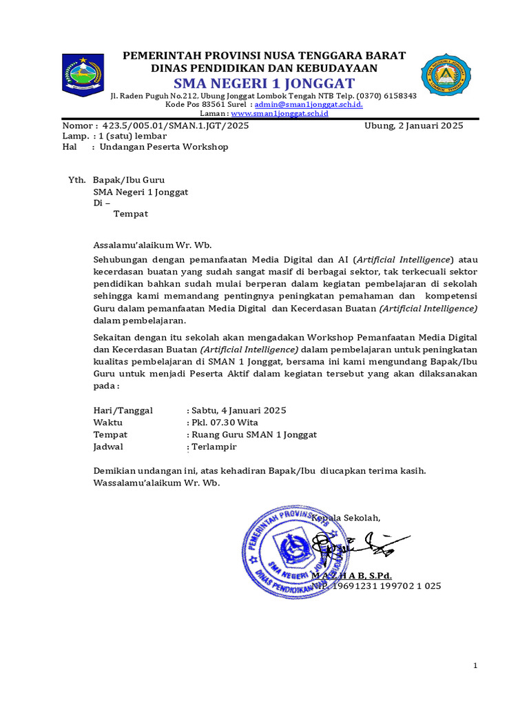 Undangan Bimtek Peserta | PDF