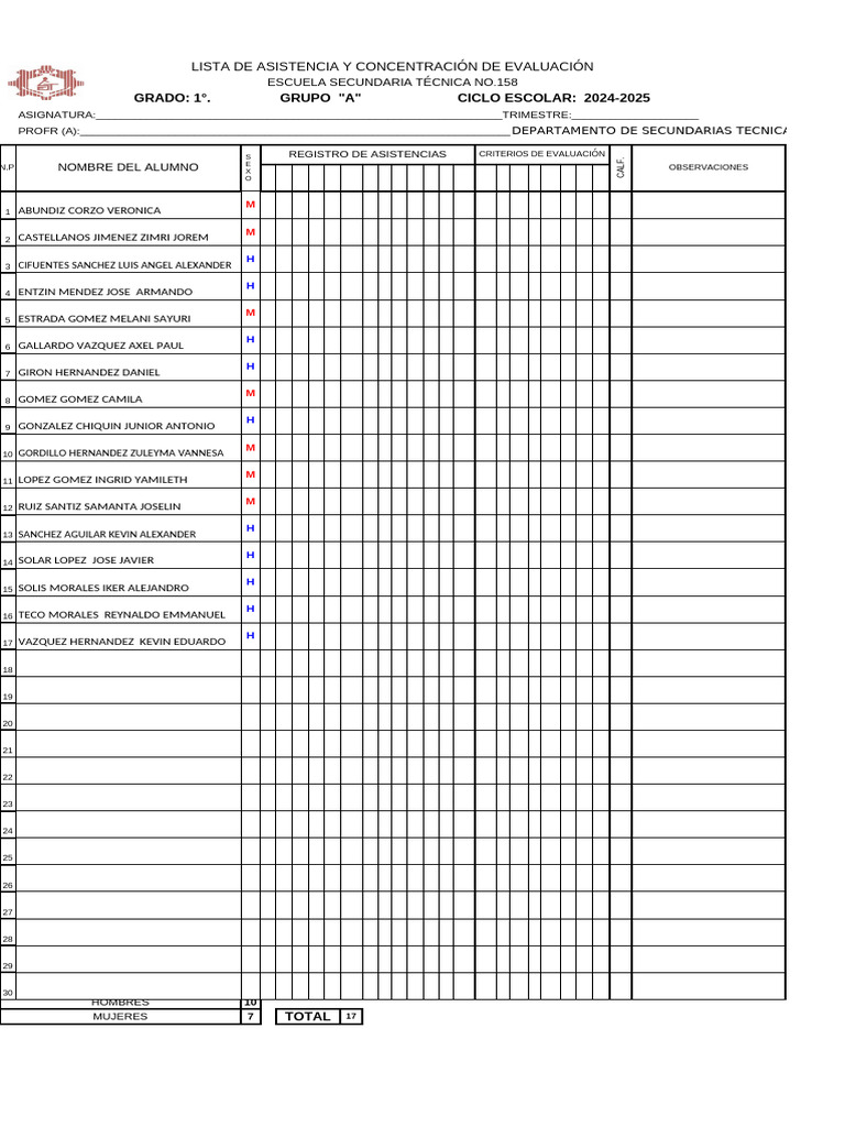 Lista de Asistencia Primeros 2024-2025 | PDF