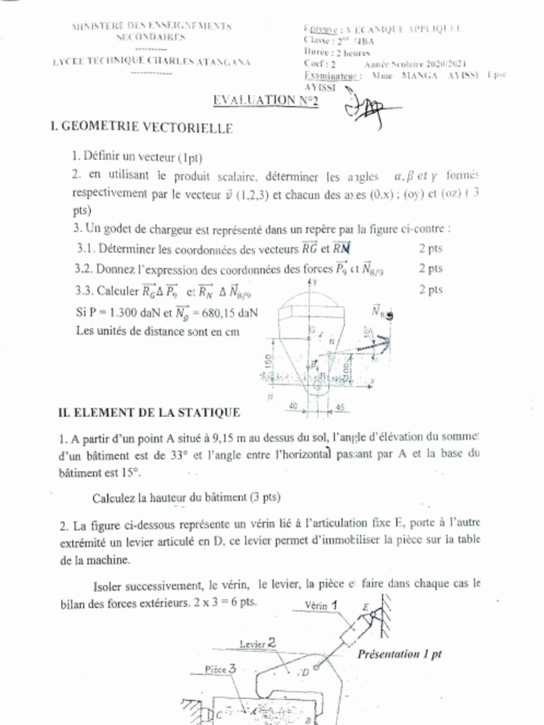 Maths - Lycée Technique Charles Atangana - Évaluation N°2 - Classeseconde F4 Cameroun | PDF
