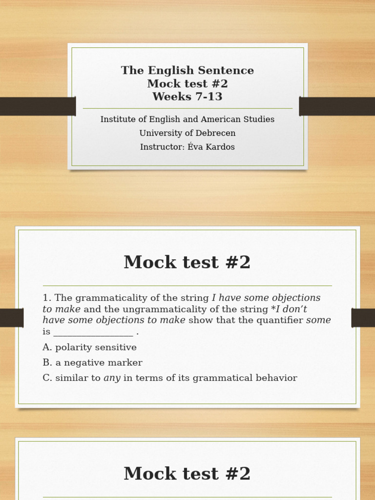 The English Sentence - Mock Test 2 | PDF | Clause | Sentence (Linguistics)