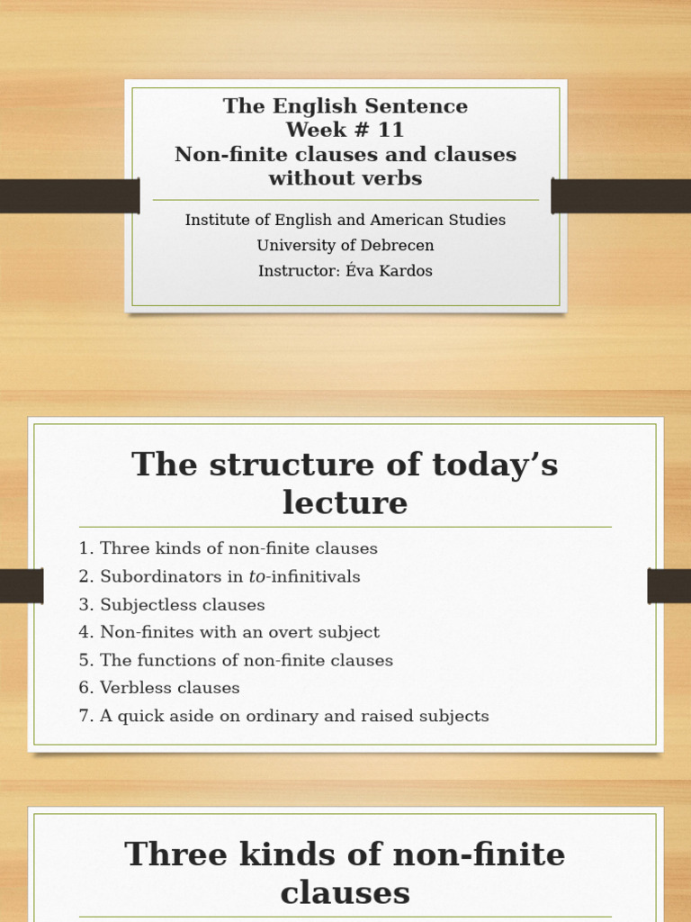 The English Sentence - Week 11 | PDF | Clause | Subject (Grammar)