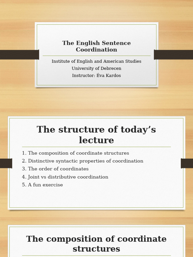 The English Sentence - Coordination | PDF | Syntax | Cognitive Science