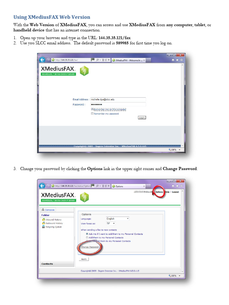 Using XMediusFAX Web Version | PDF