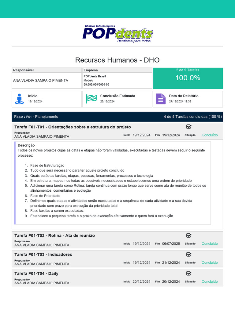 Planejamento e Daily de RH na POPdents | PDF | Gestão de recursos humanos