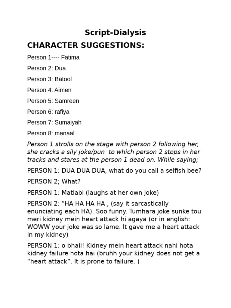 Script | PDF | Hemodialysis | Medical Specialties