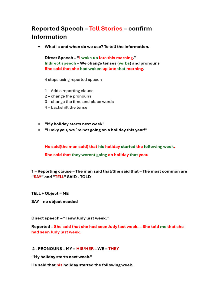 Reported Speech | PDF | Linguistic Morphology | Linguistics