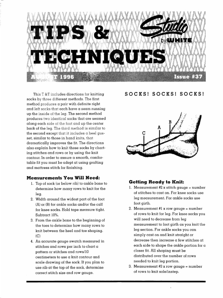 Singer Studio Knitting Machine Tips and Techniques - Charting Socks | PDF