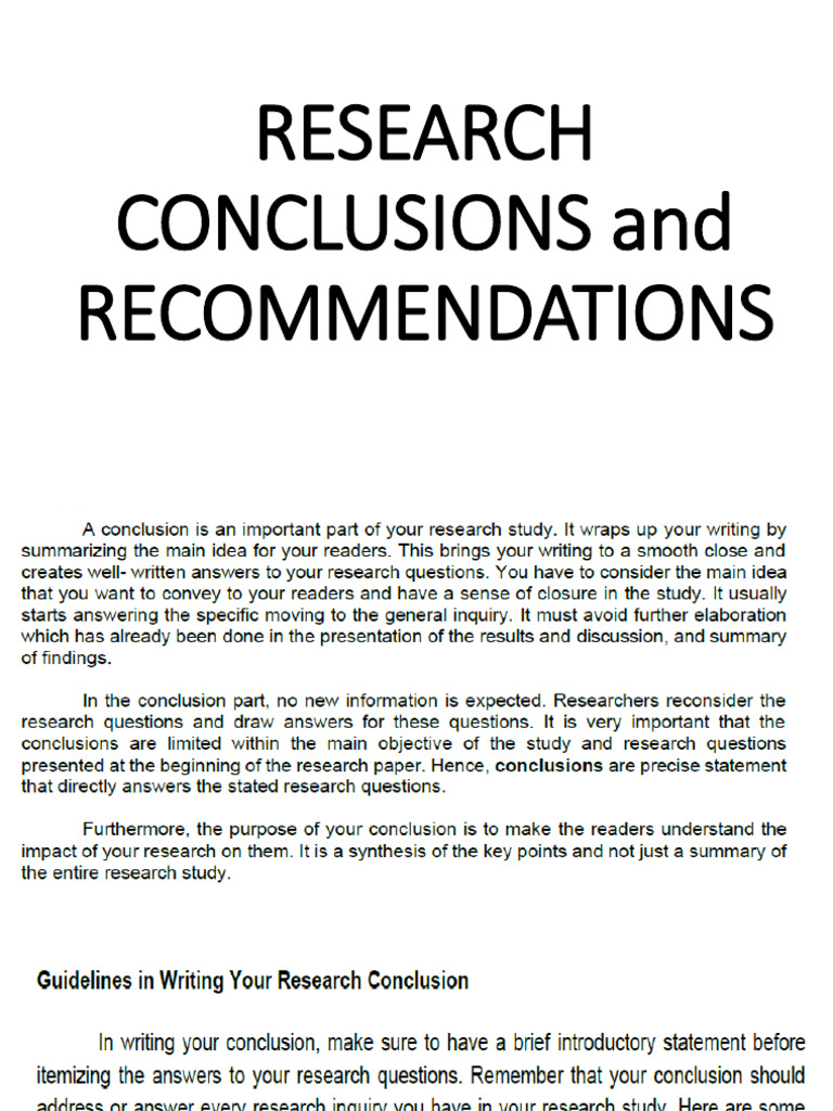 RESEARCH-CONCLUSIONS-and-RECOMMENDATIONS | PDF
