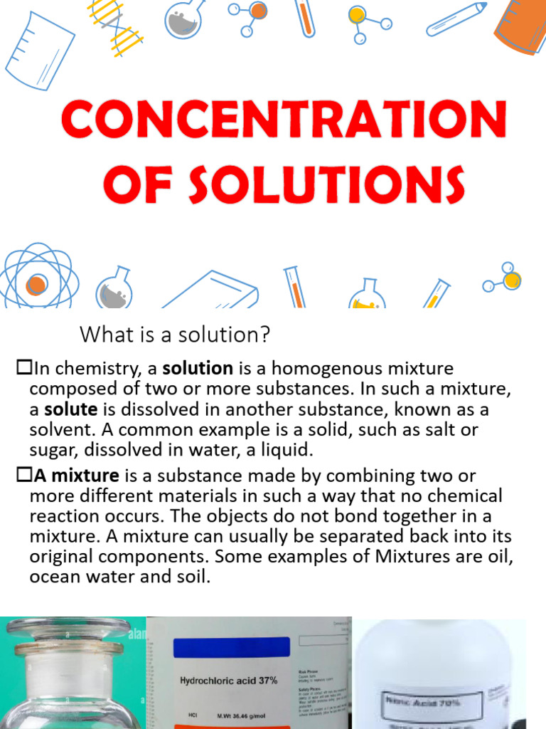 Concentration of Solutions | PDF | Solvation | Solubility