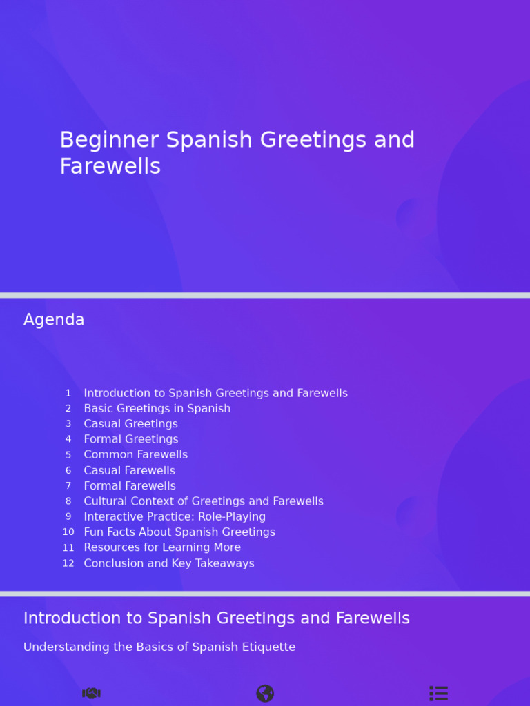 Beginner Spanish Greetings & Farewells | PDF | Learning | Nonverbal ...